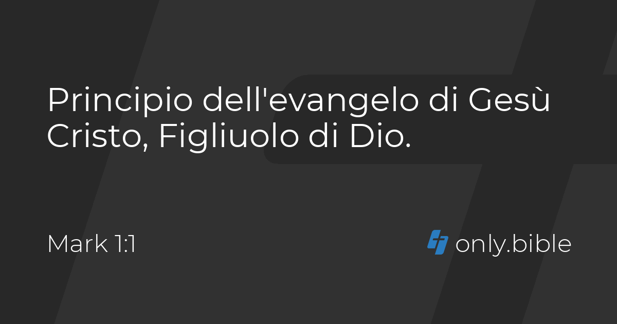 Mark 1 / Traduzione italiana | Bible Online